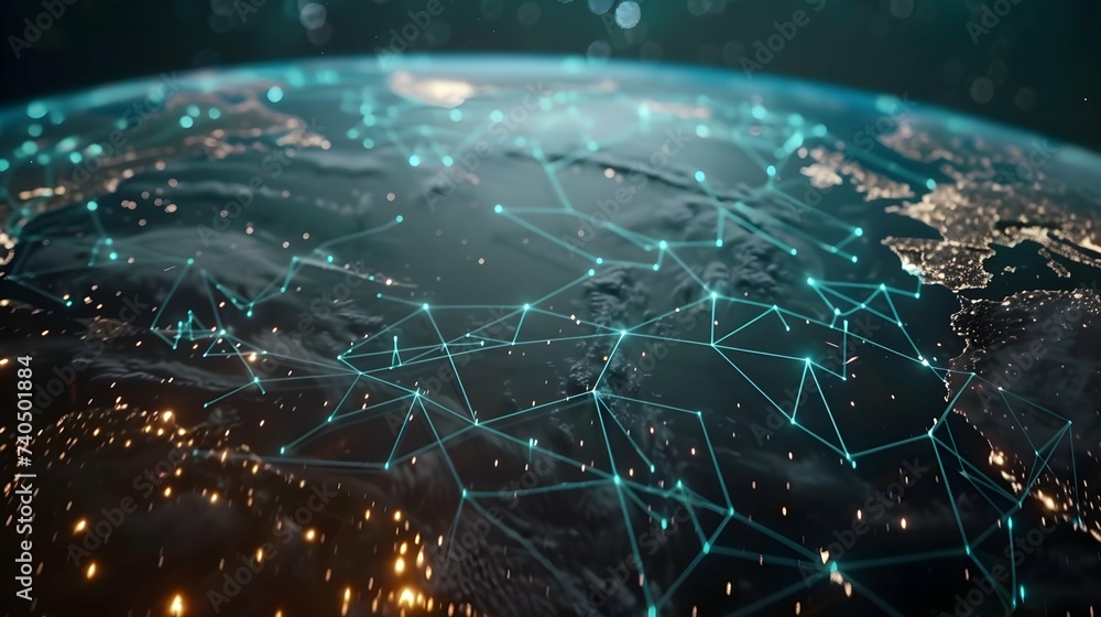 A global Network connection map of planet earth from Space, Planet ...