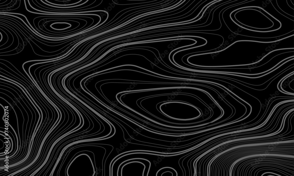 Abstract wave curved lines topographic contours map background ...