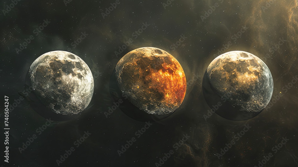 Depicting three phases of a terrestrial exoplanet transitioning from ...