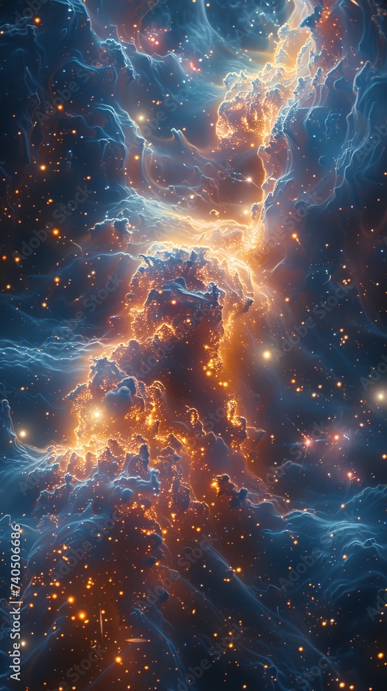 Nitrogen molecule in the heart of a thunderous nebula with lightning ...