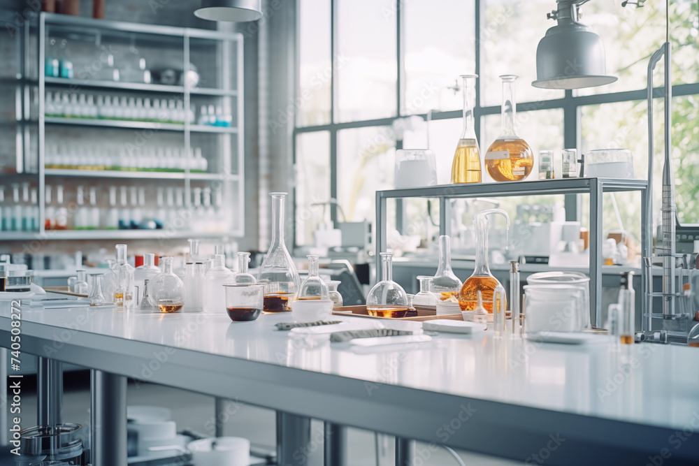 test tubes in a modern laboratory, viruses, vaccine, analytics, concept ...