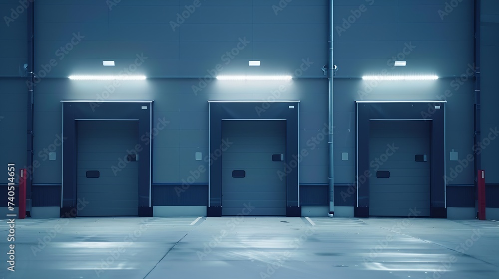 Sectional gates of the distributed center. Warehouse gate for loading ...