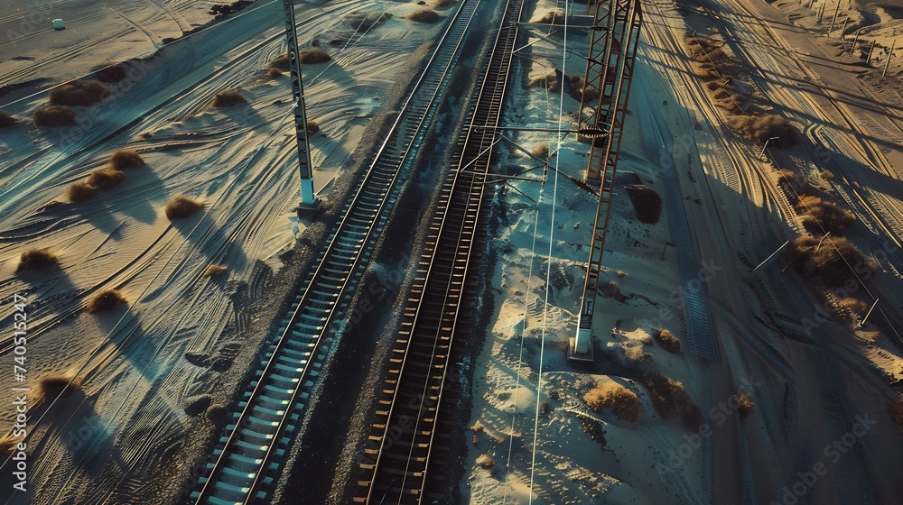 Aerial view of infrastructure development project with laying of ...