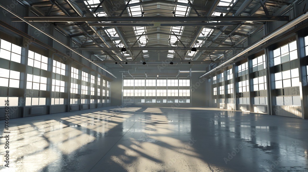 Empty industrial building. Hangar with high ceiling. Business premises ...