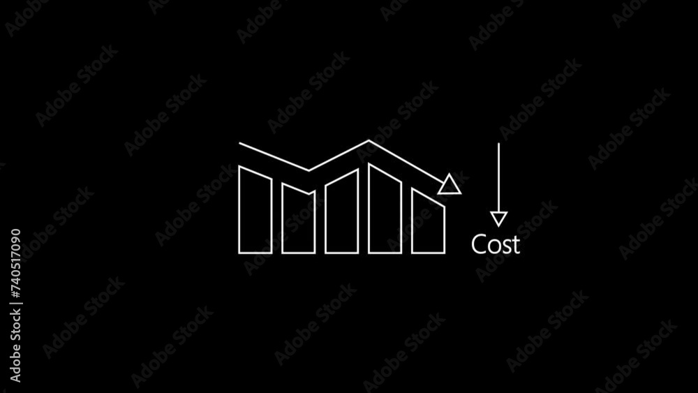 Business down arrow graph and cost reduction graph icon and Cost ...