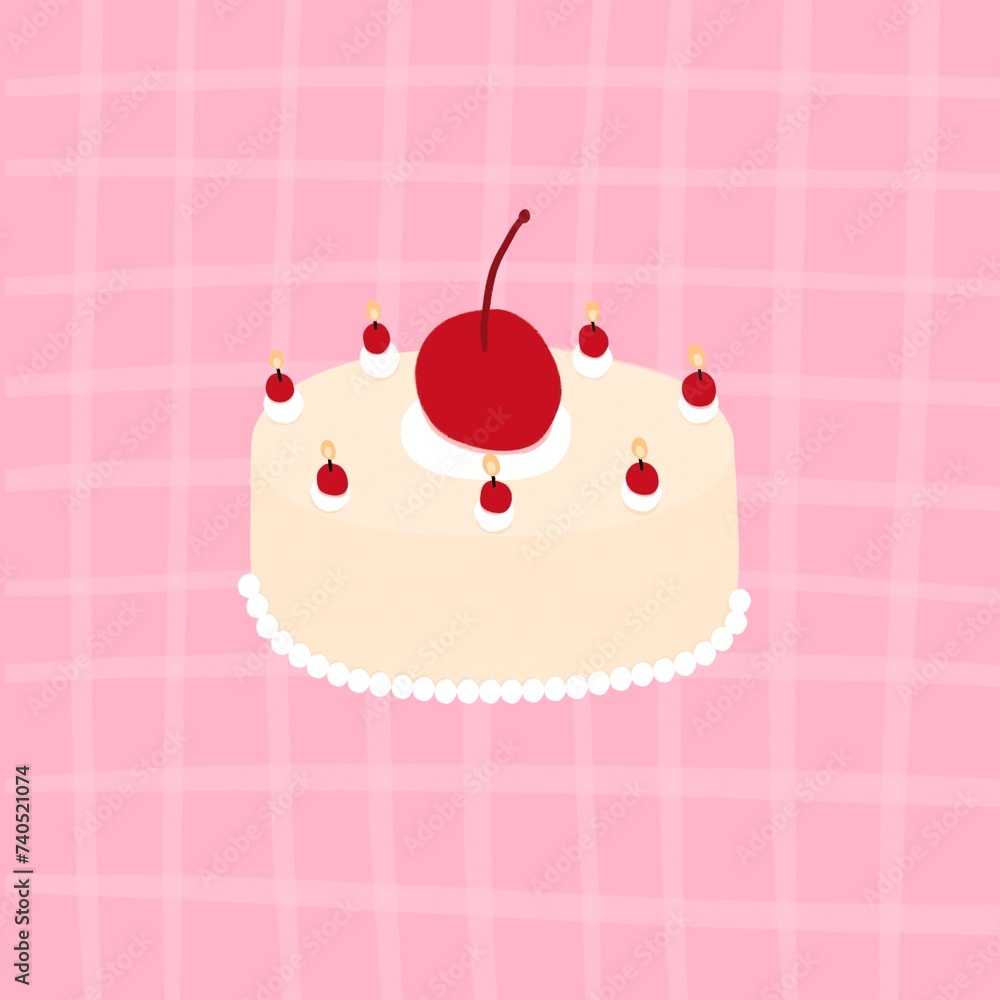 Cute Pound Cake With Pink Background Cartoon illustration Pound Cake ...