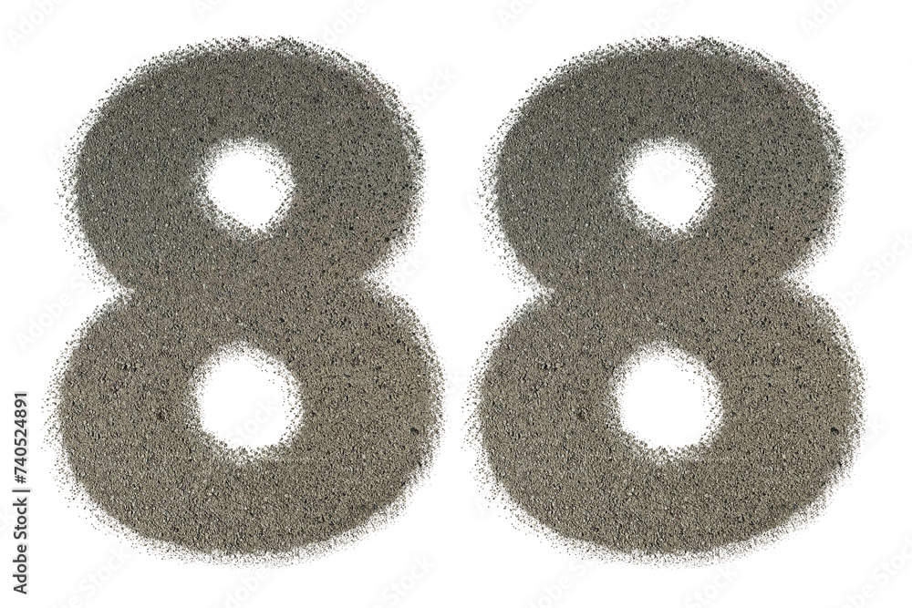 The shape of the number 88 is made of sand isolated on transparent ...
