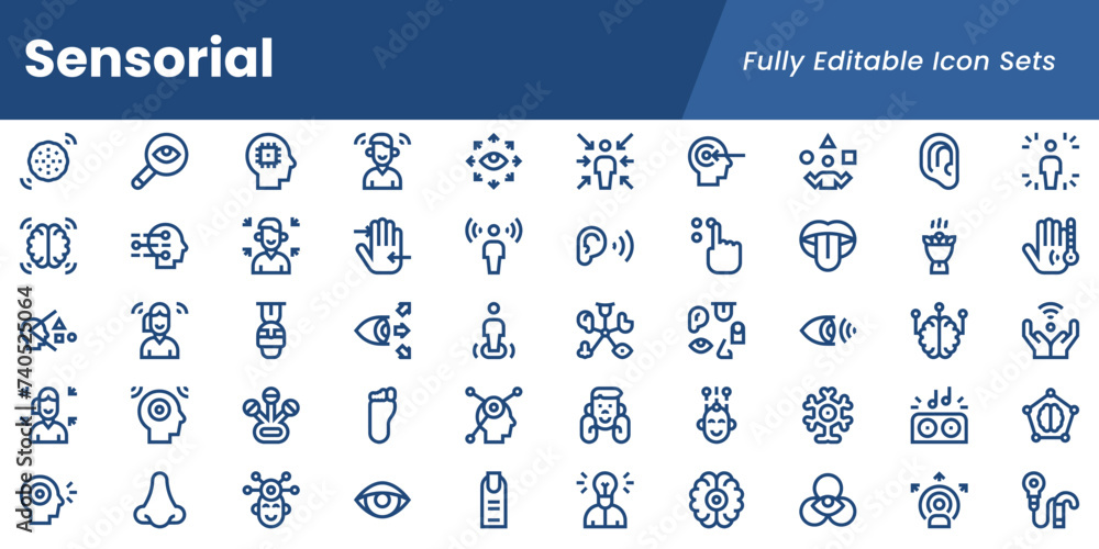 Sensorial line icon pack. Sensorial line icon collection. vector de ...