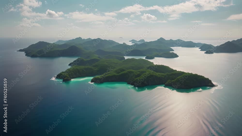 Vidéo Stock an aerial perspective of an island situated in the middle ...