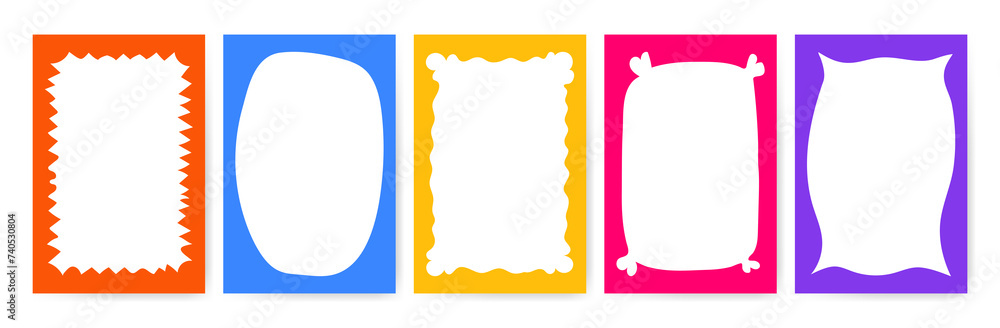 Doodle wavy curve simple Textbox set. Hand drawn multicolored blank ...