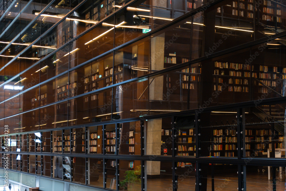 Public Library architecture bookcase Indoor trees Modern interior ...