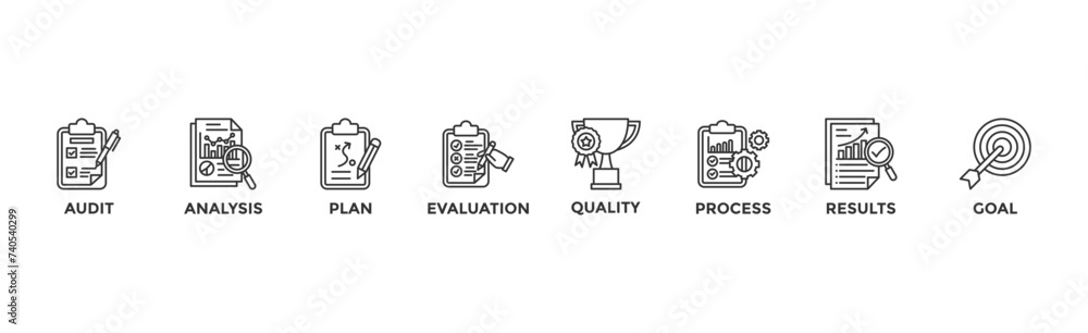 Assessment banner web icon vector illustration for accreditation and ...