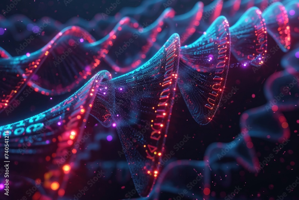 Computer Generated Image of Interconnected Strands of Fiber Optic ...