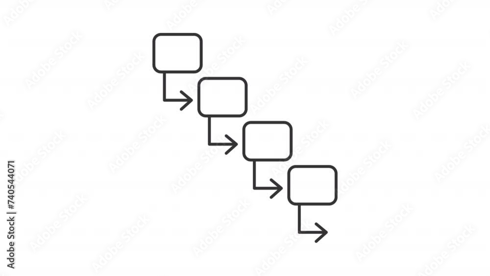 Vidéo Stock Waterfall model line animation. Flowchart animated icon ...