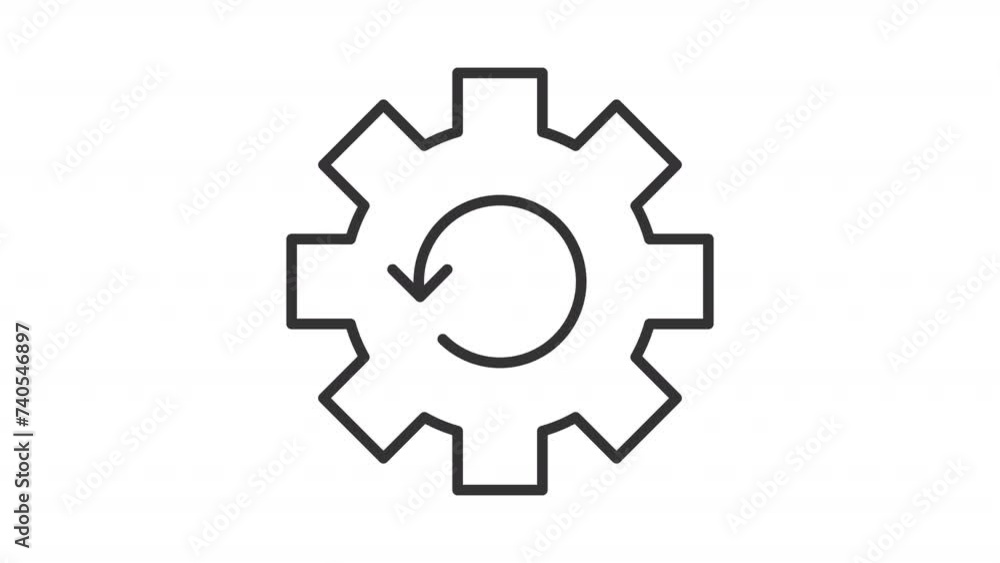 Process optimization line animation. Animated gear icon. Automated ...