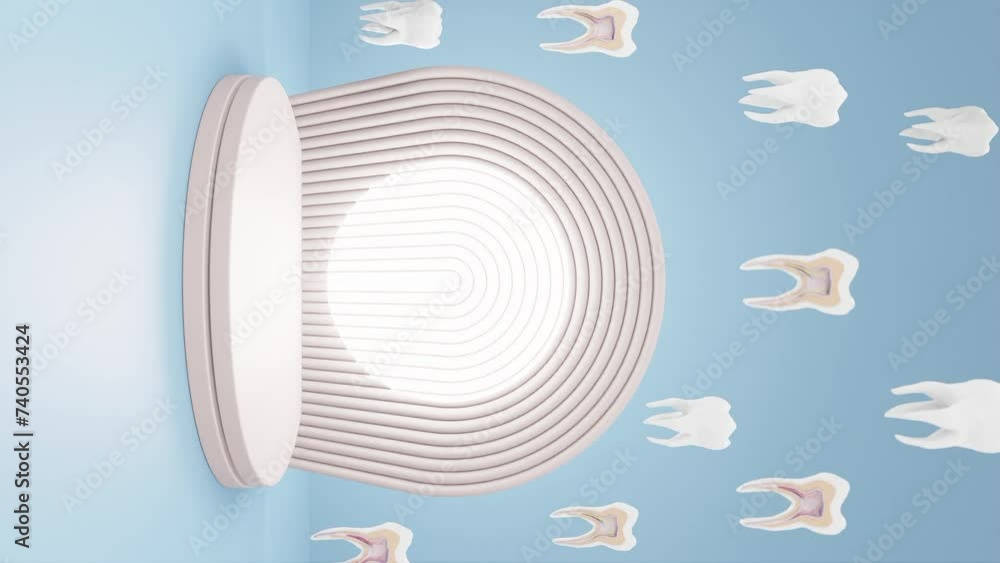vertical of Molar tooth rotating in cross section showing nerve in ...
