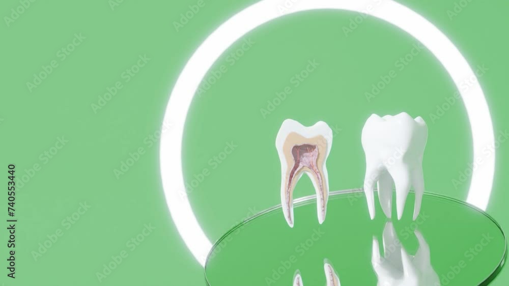 Vertical of section molar tooth showing nerves and implants rotate ...