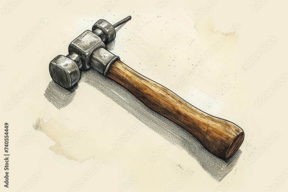 This drawing showcases a meticulously detailed representation of a ...