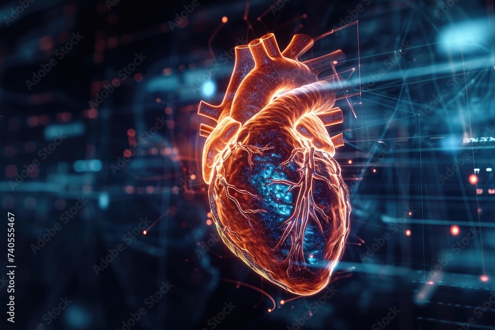 Computer Generated Image of a Human Heart in Cross-section Showing ...