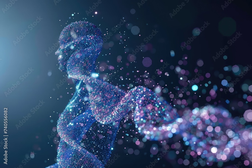 A digital image capturing the elegance and strength of a womans body ...