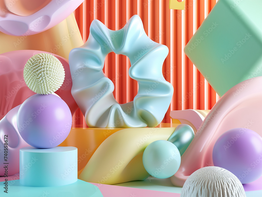 Visual Harmony: Trendy 3D Rendered Shapes in Ambient Color Palette ...