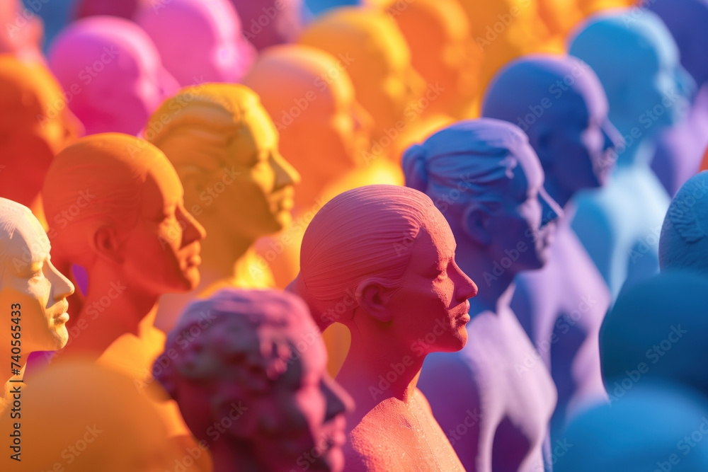 Colorful people figures. A slide background for showcasing diversity ...