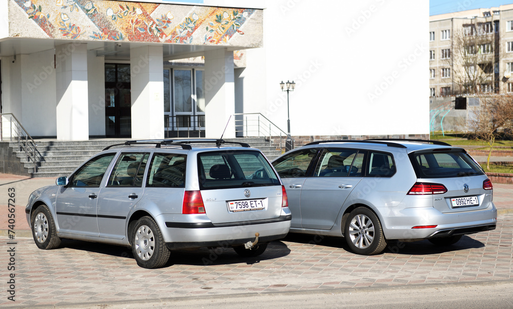 Combi Volkswagen Golf MK7 and Volkswagen Golf IV parked in the parking ...