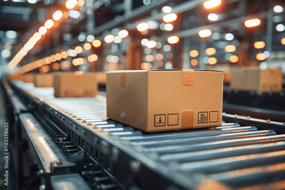 Distribution warehouse destination identification line. The cardboard ...