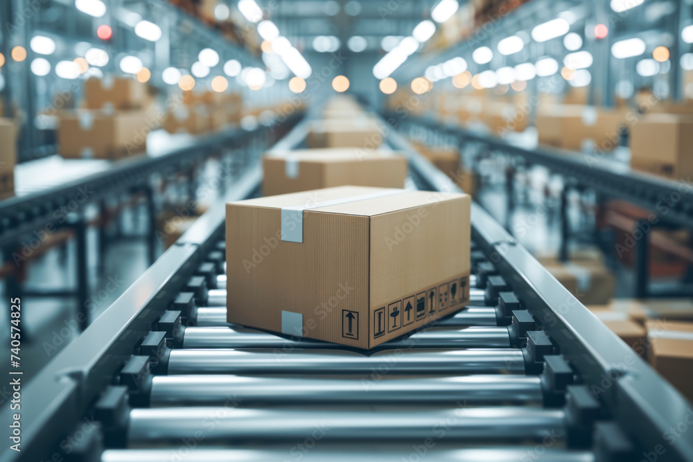 Distribution warehouse destination identification line. The cardboard ...