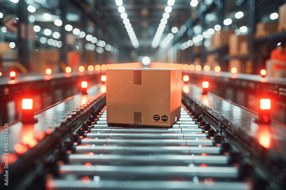 Distribution warehouse destination identification line. The cardboard ...