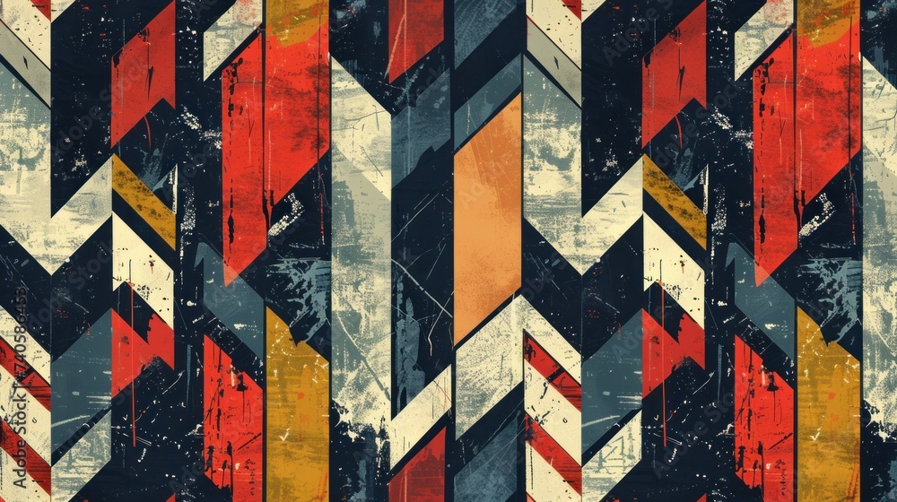 pattern of arrows, each with a distinct grunge effect, creating a bold ...
