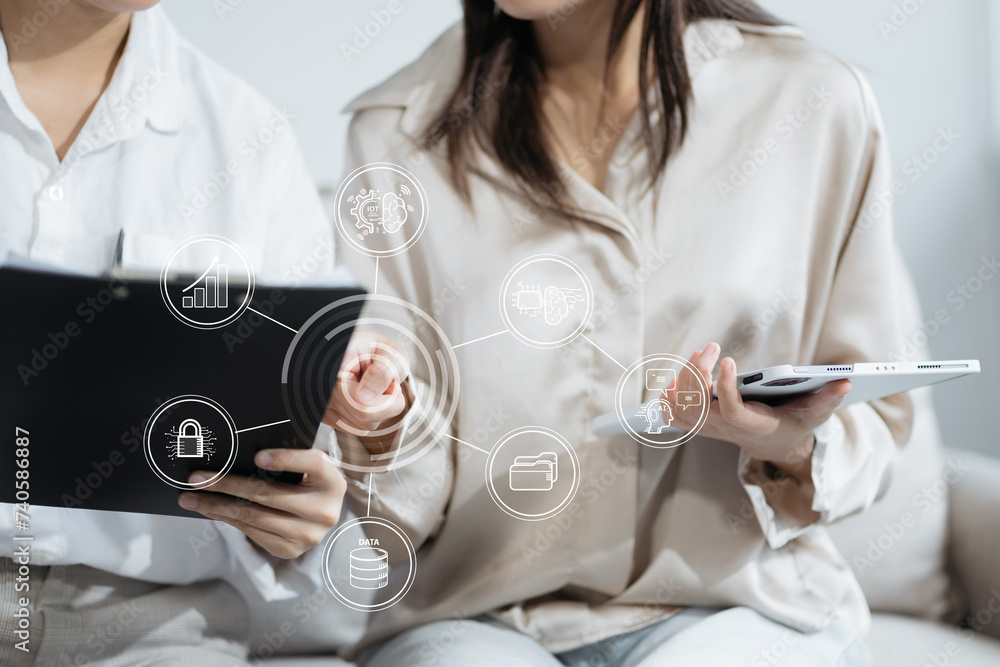 Social media and Marketing virtual icons screen of people typing ...