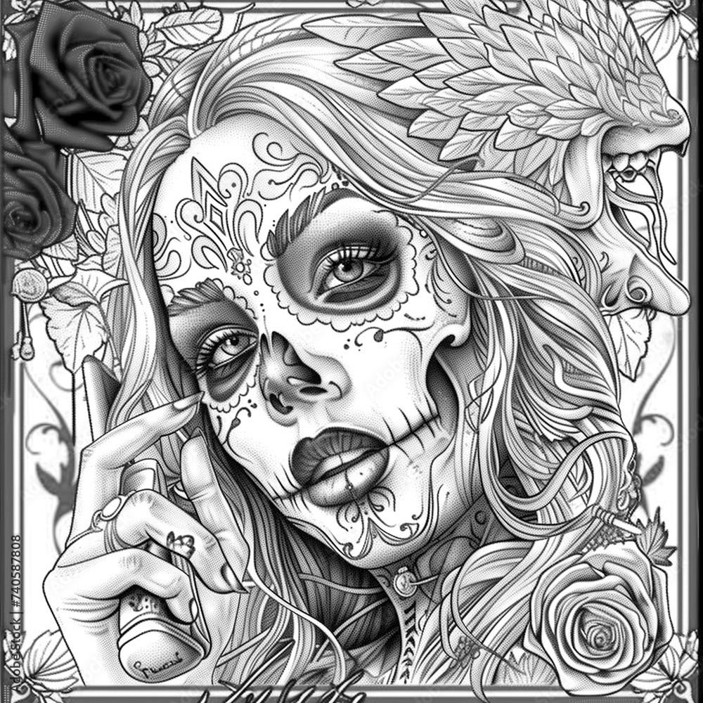 Vintage chicano tattoo style template. Tattoo style portrait of chicano ...
