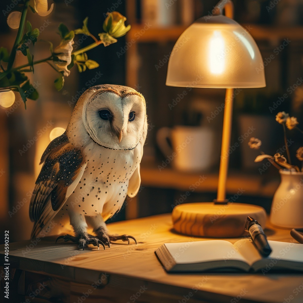 Counseling empathetically psychologist owl cozy office evening notebook ...