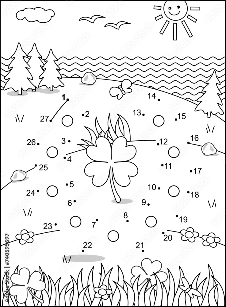 St. Patrick's Day dot-to-dot picture puzzle and coloring page with ...