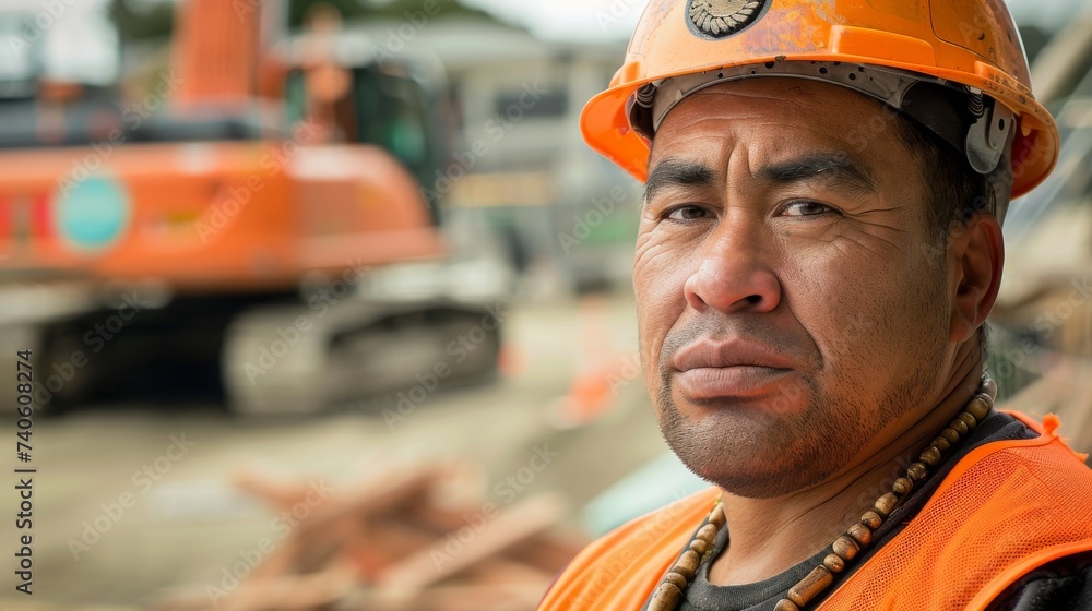 A determined blue-collar worker navigates the busy city streets in his ...