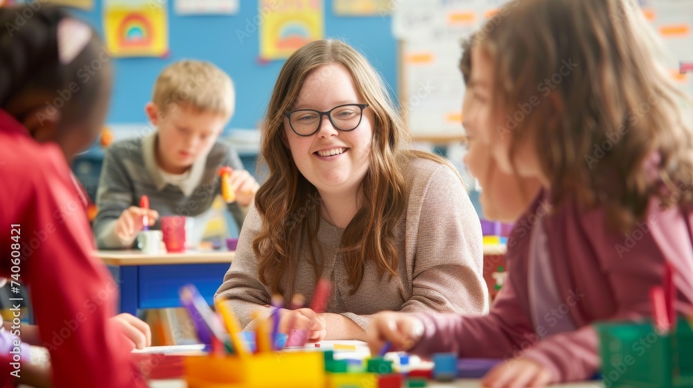 An enthusiastic educator shares joy and knowledge with her young ...