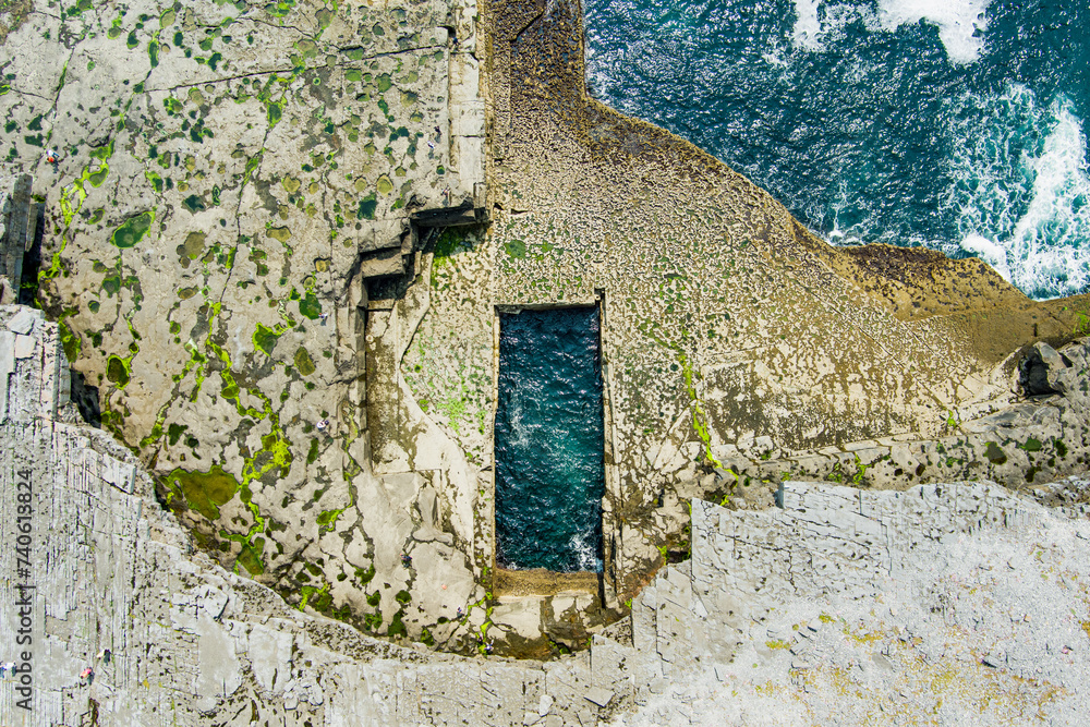 Aerial view of Poll na bPeist or the Wormhole. Natural rectangular ...