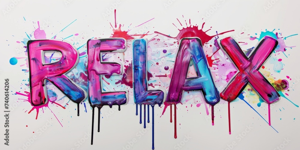 Text relax. The paint flows out of the letters, transforming into ...