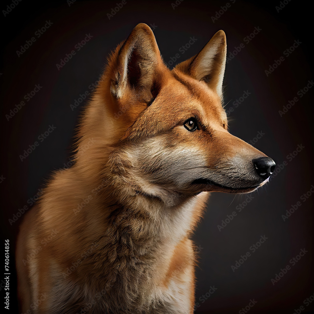 Majestic Dingo Portrait in Studio With Dark Background Stock Photo ...