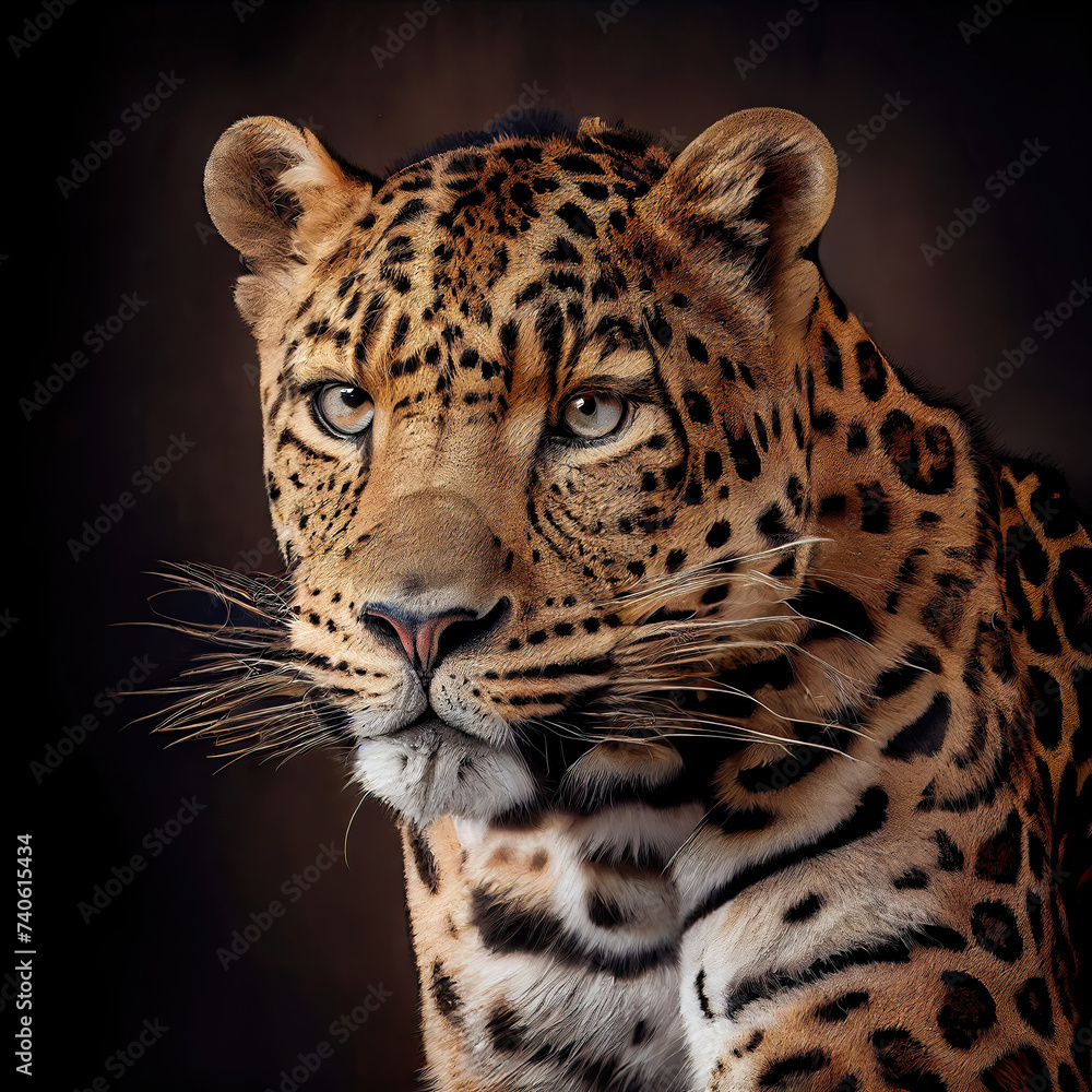 Majestic Jaguar Portrait with Intense Gaze in Studio Setting Stock Photo | Adobe Stock