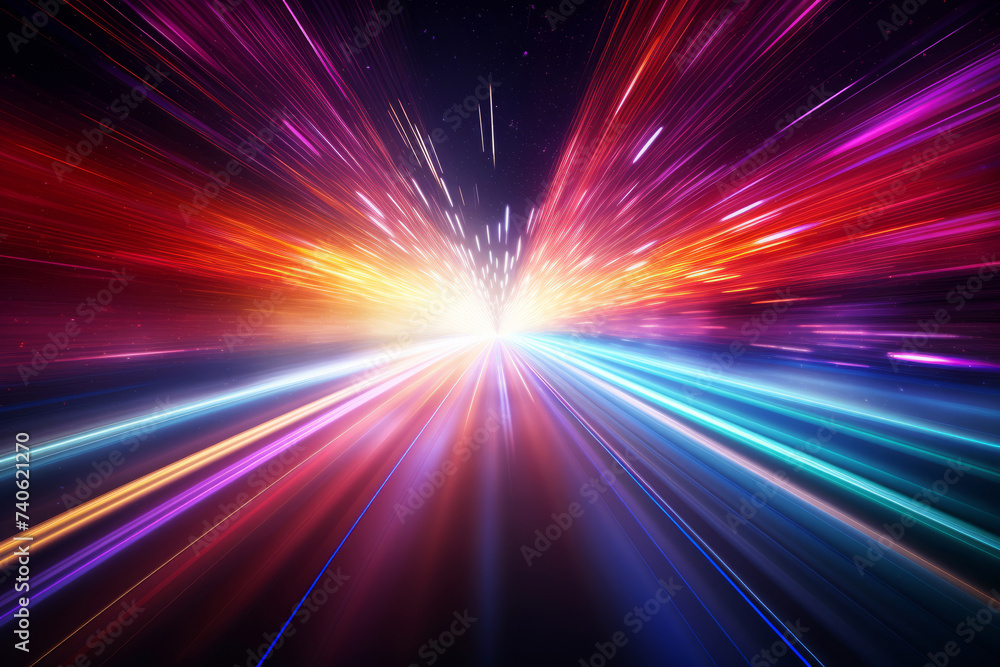 Vibrant light speed travel through space with colorful speedlines Stock ...