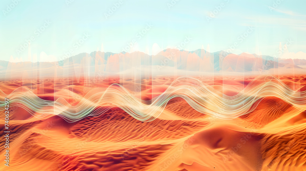A double exposure that artfully combines the rippling dunes of a vast ...
