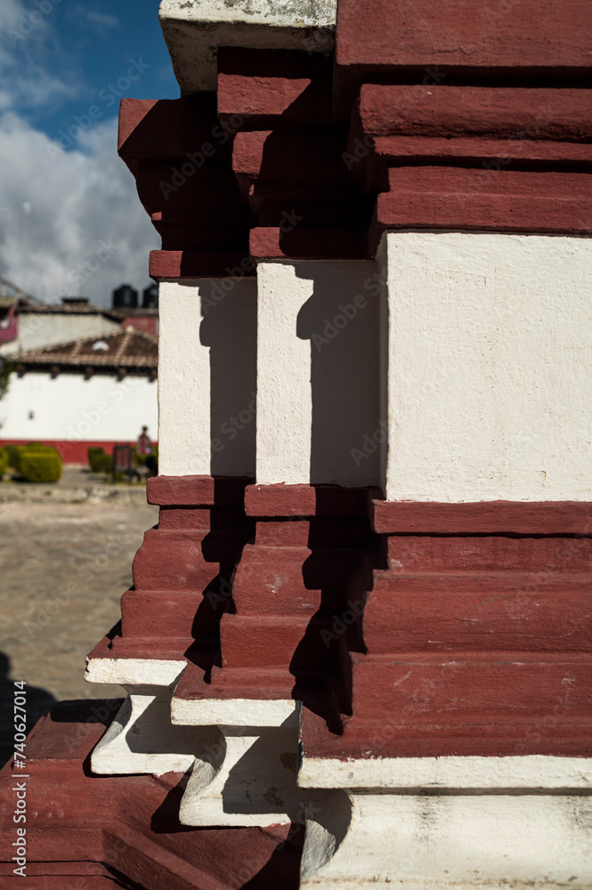 Architectural Detail of Carved Pillars on a Colonial Building, Mexican ...