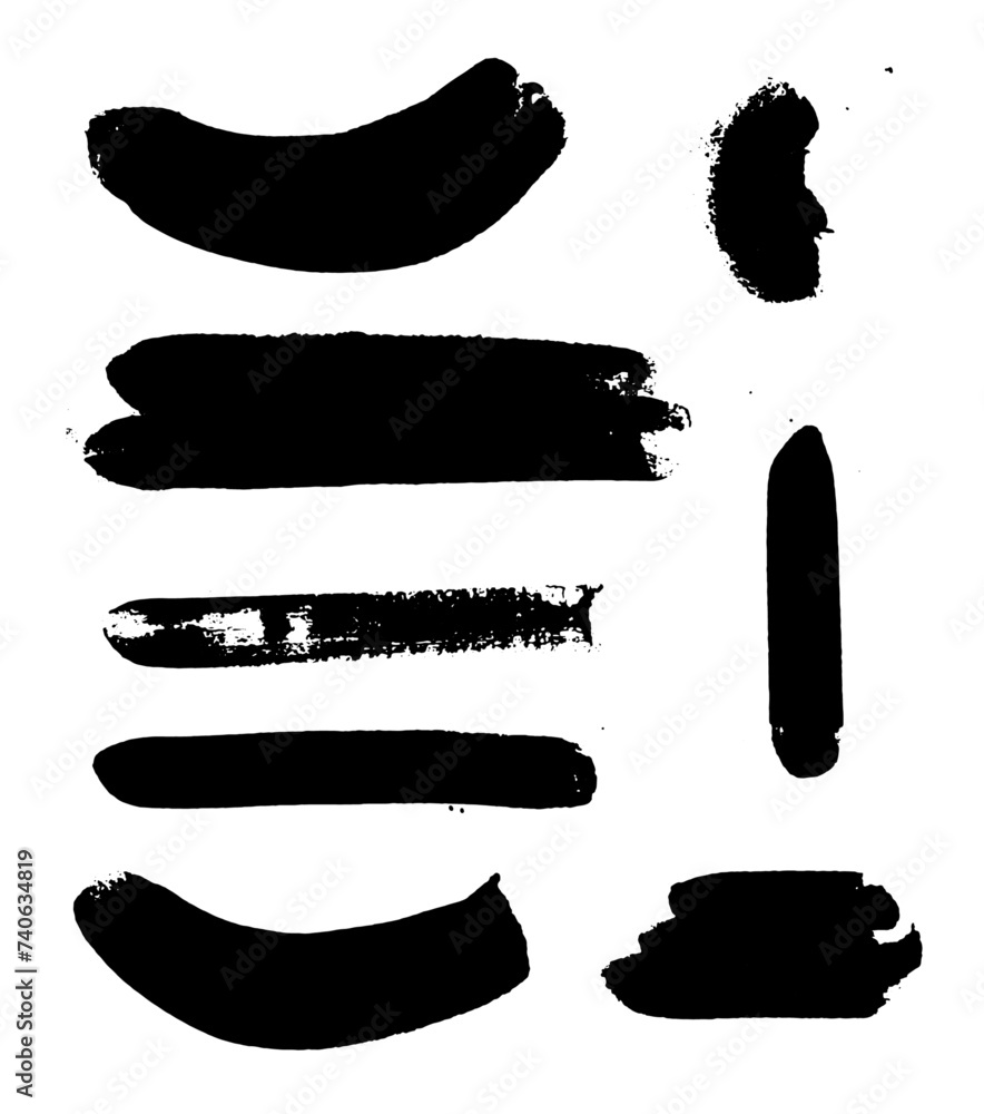 Set de formas realizadas con pincel y acuarela, trazos hechos a mano ...