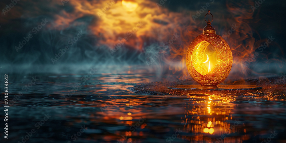 Fire and water background with a fire burning in the middle .Lightning ...