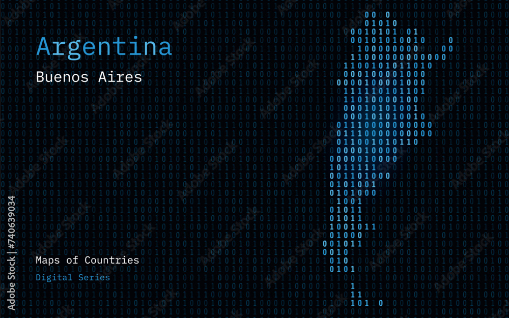 Vetor do Stock: Argentina Map Shown in Binary Code Pattern. TSMC. Matrix numbers, zero, one ...