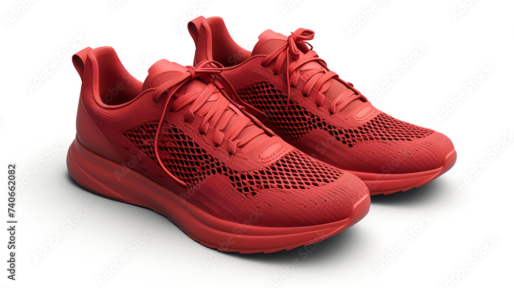 Red running sneakers mockup PNG file of isolated cutout, Generative Ai ...