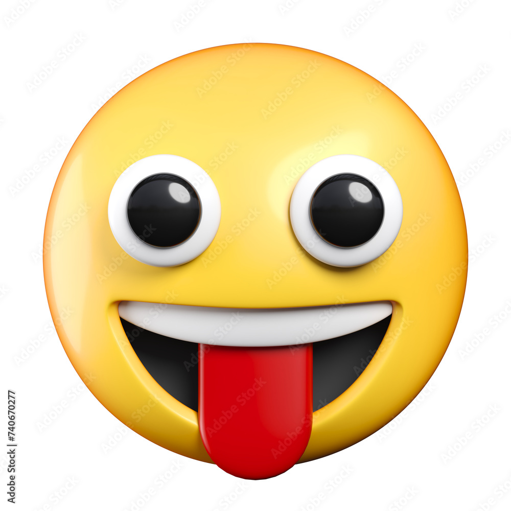 Face with tongue emoji, sticking tounge emoticon 3d rendering Stock ...