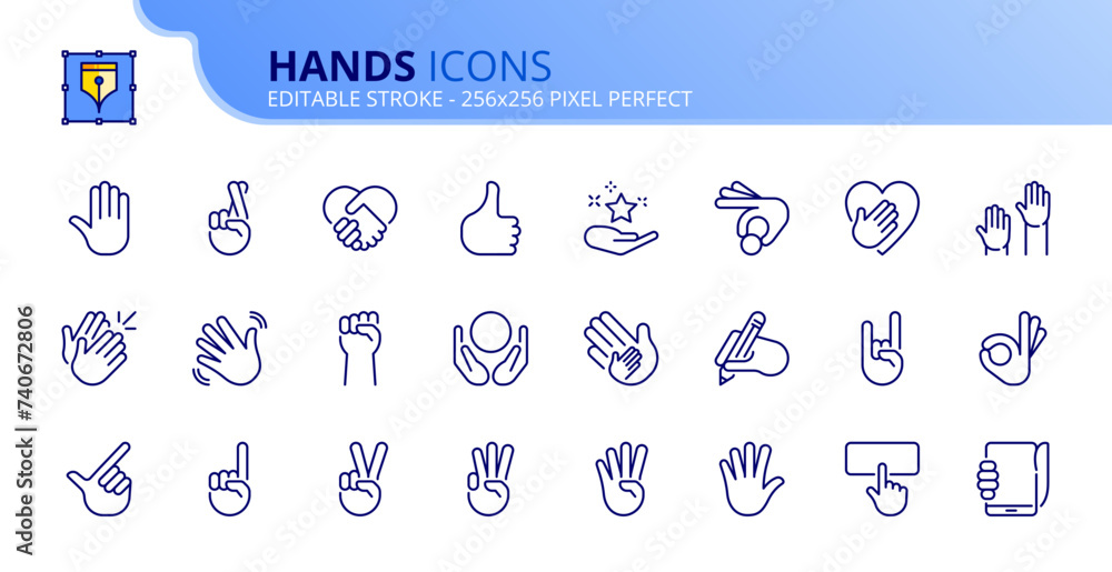 Simple set of outline icons about hand gestures Stock Vector | Adobe Stock